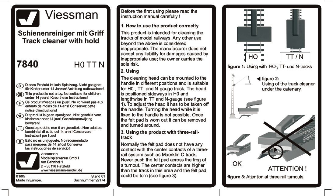 Viessmann 7840 Track Cleaning Tool: z.scale.hobo